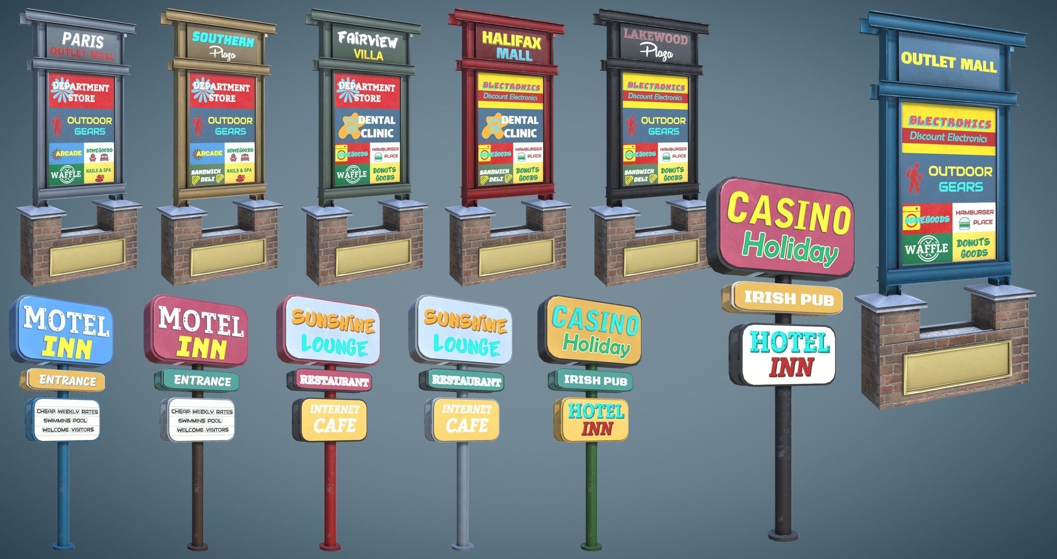 3D model Signages Props VR / AR / low-poly | CGTrader