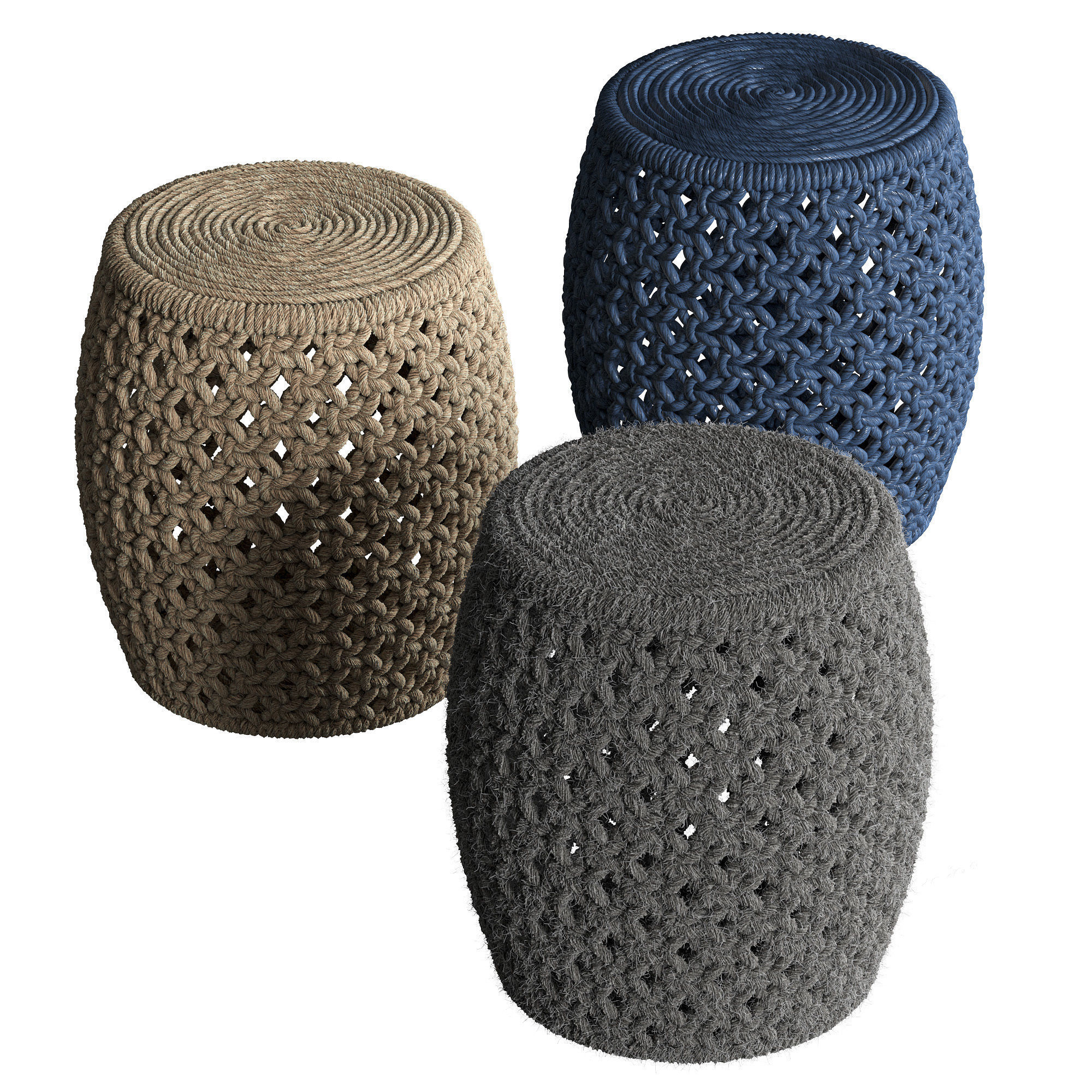 Set of wicker poufs Angela Stool by Madegoods - 3 models 3D model ...
