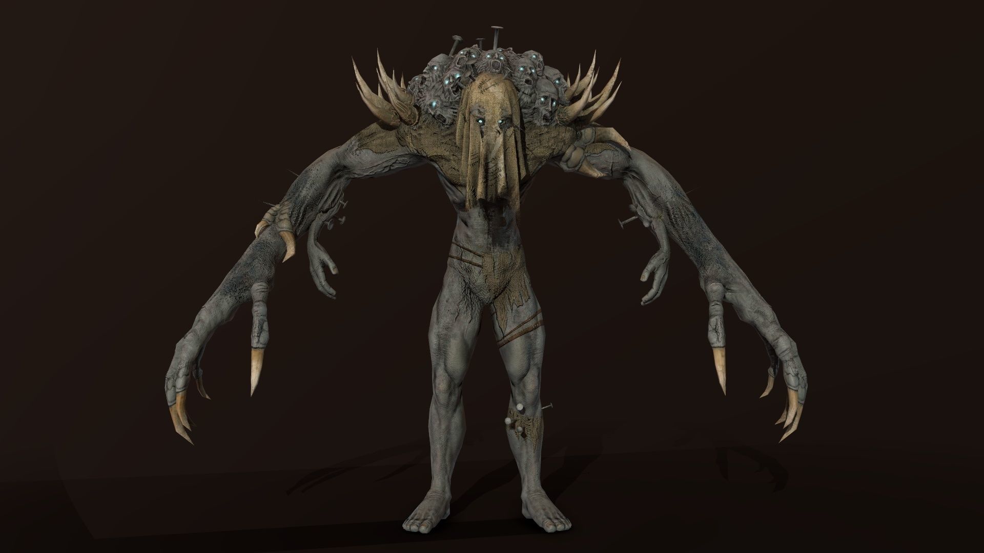 3D model Reaper creature with long arms and claws VR / AR / low-poly ...