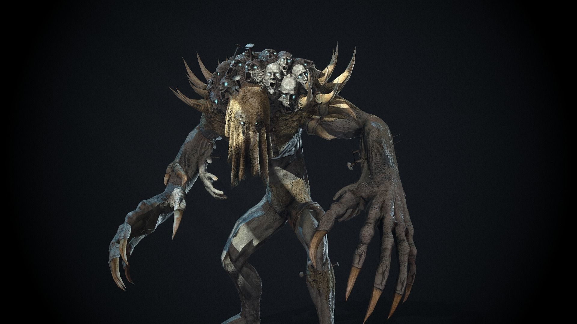 3D model Reaper creature with long arms and claws VR / AR / low-poly ...