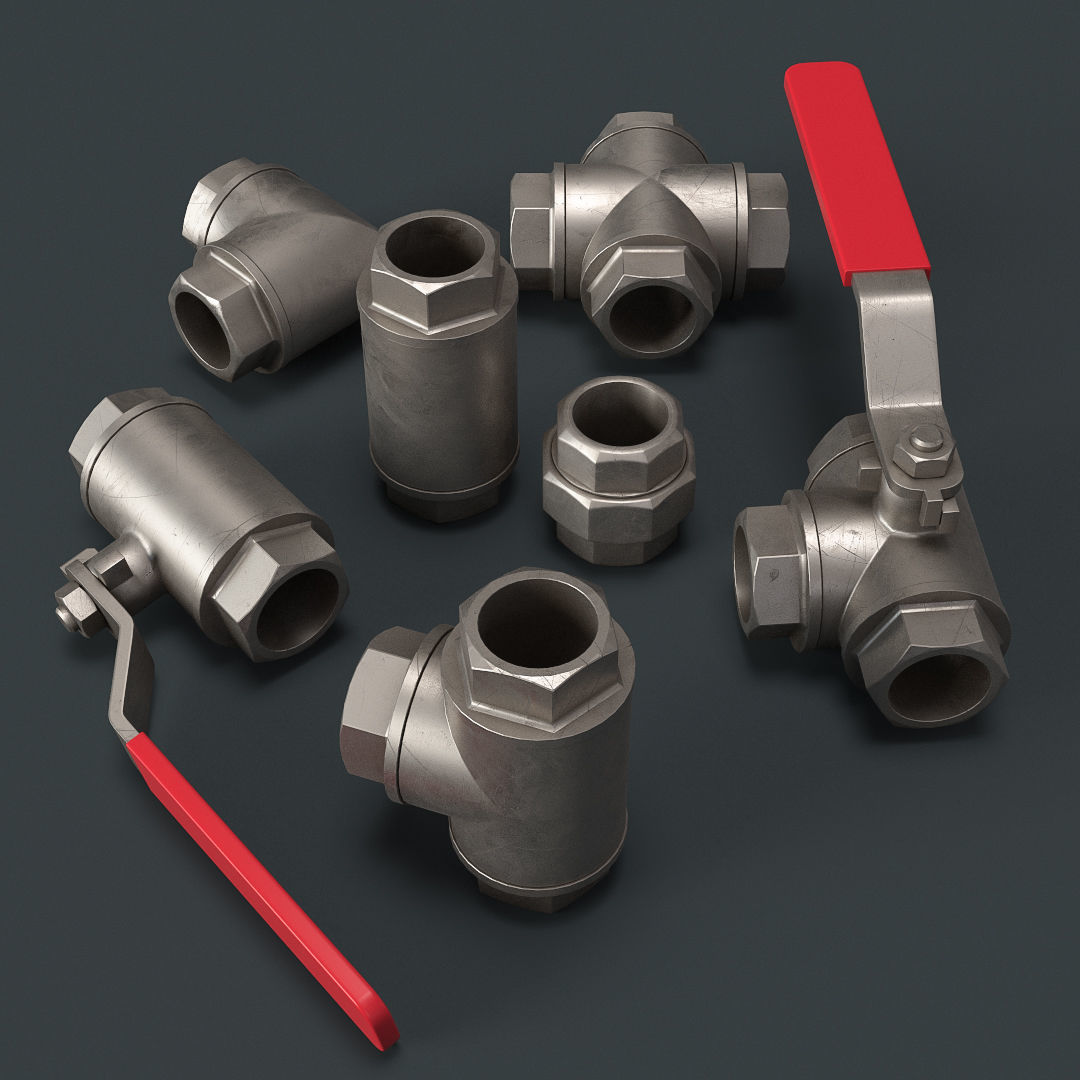 Valve connectors set 3D model | CGTrader