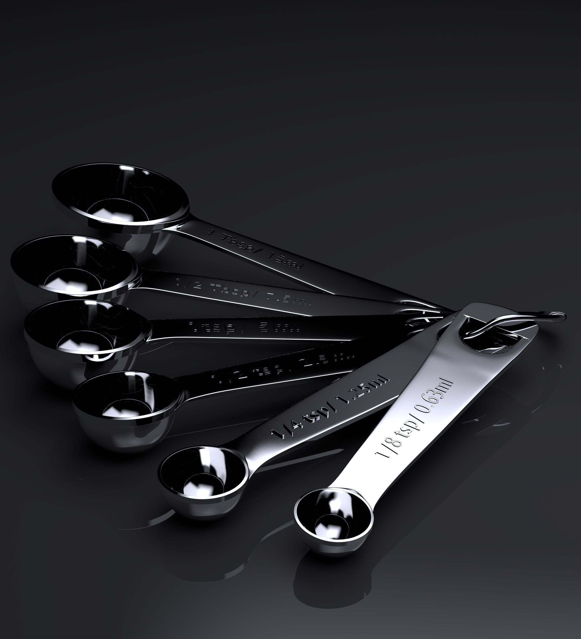 MEASURING SPOONS 6 PIECES free VR / AR / low-poly 3D model | CGTrader