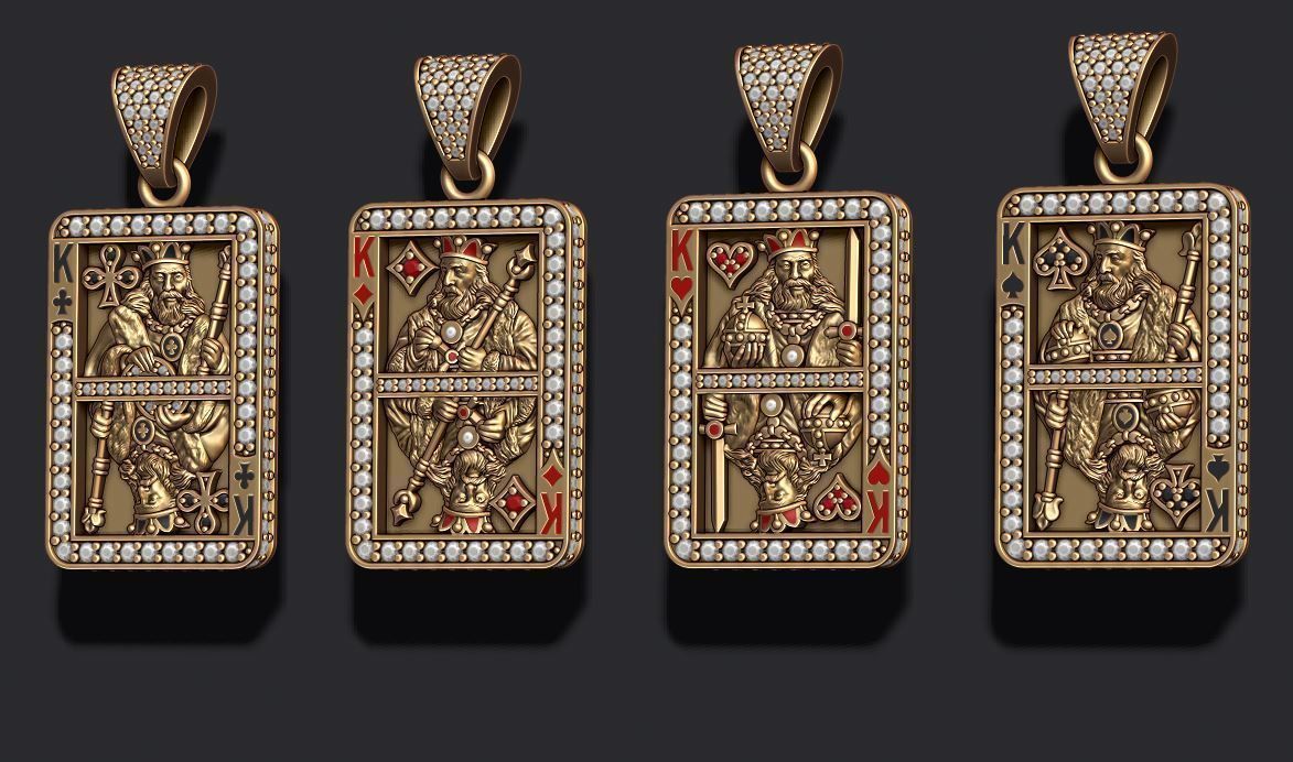 playing cards kings pack set 3D model 3D printable | CGTrader