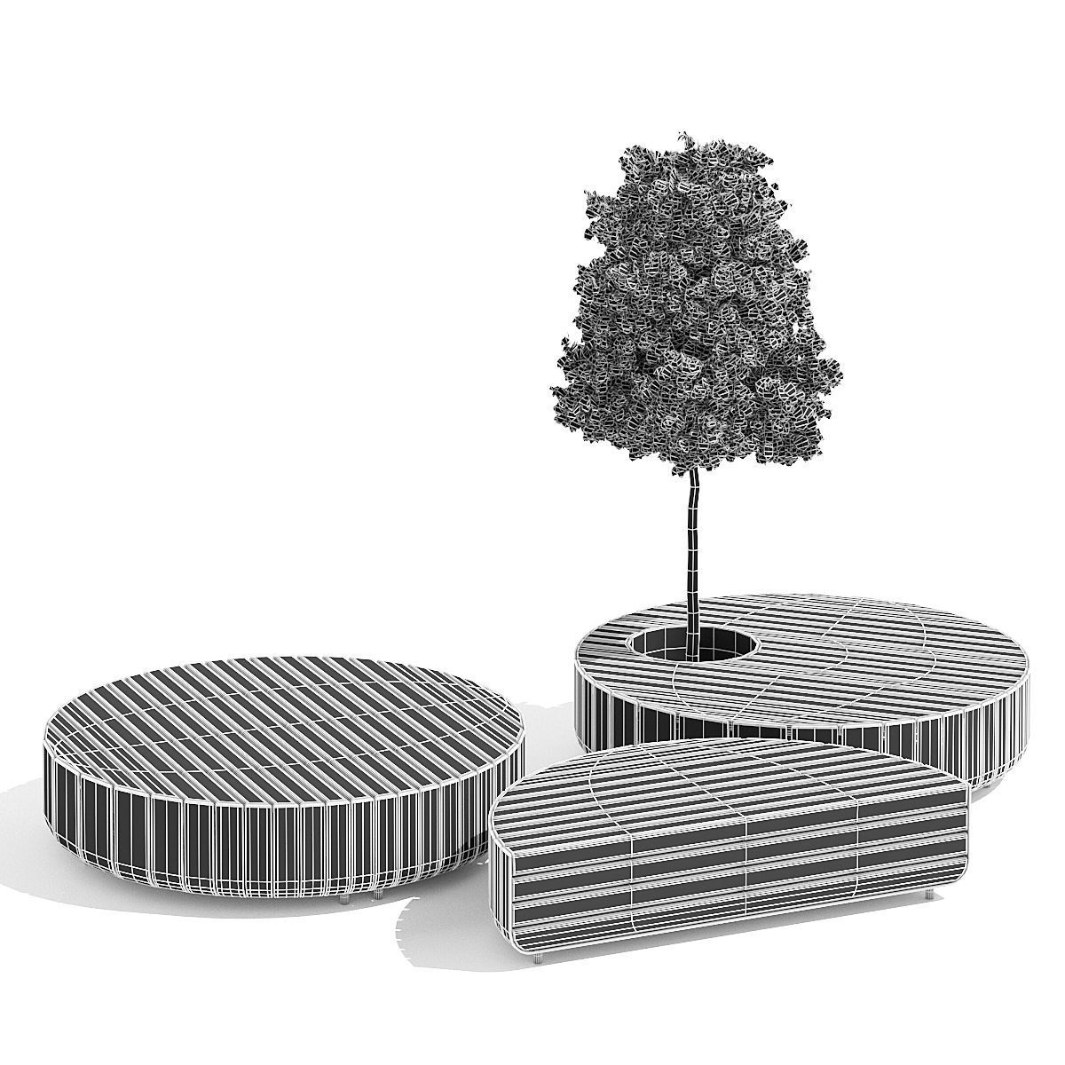 Stripes bench round 3D model | CGTrader