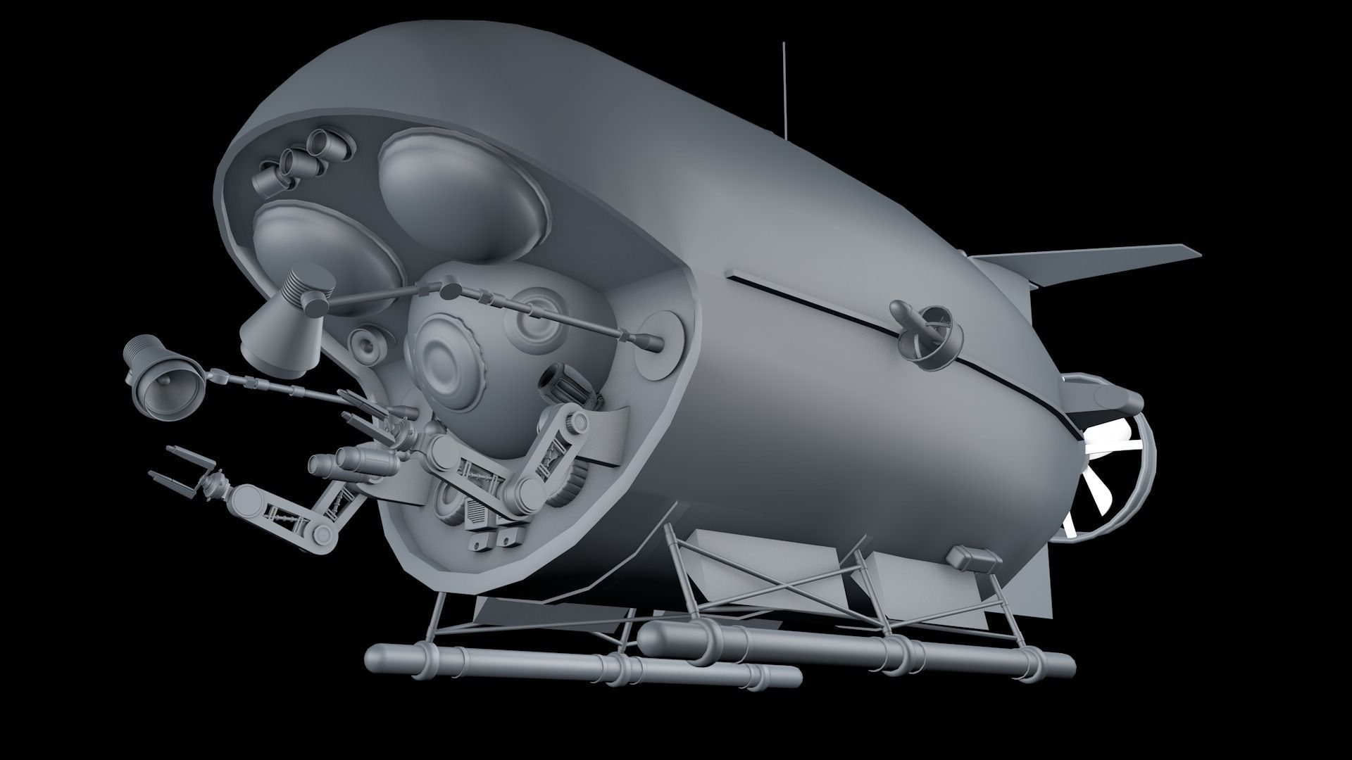 russian submarine mir 1 free 3D model | CGTrader