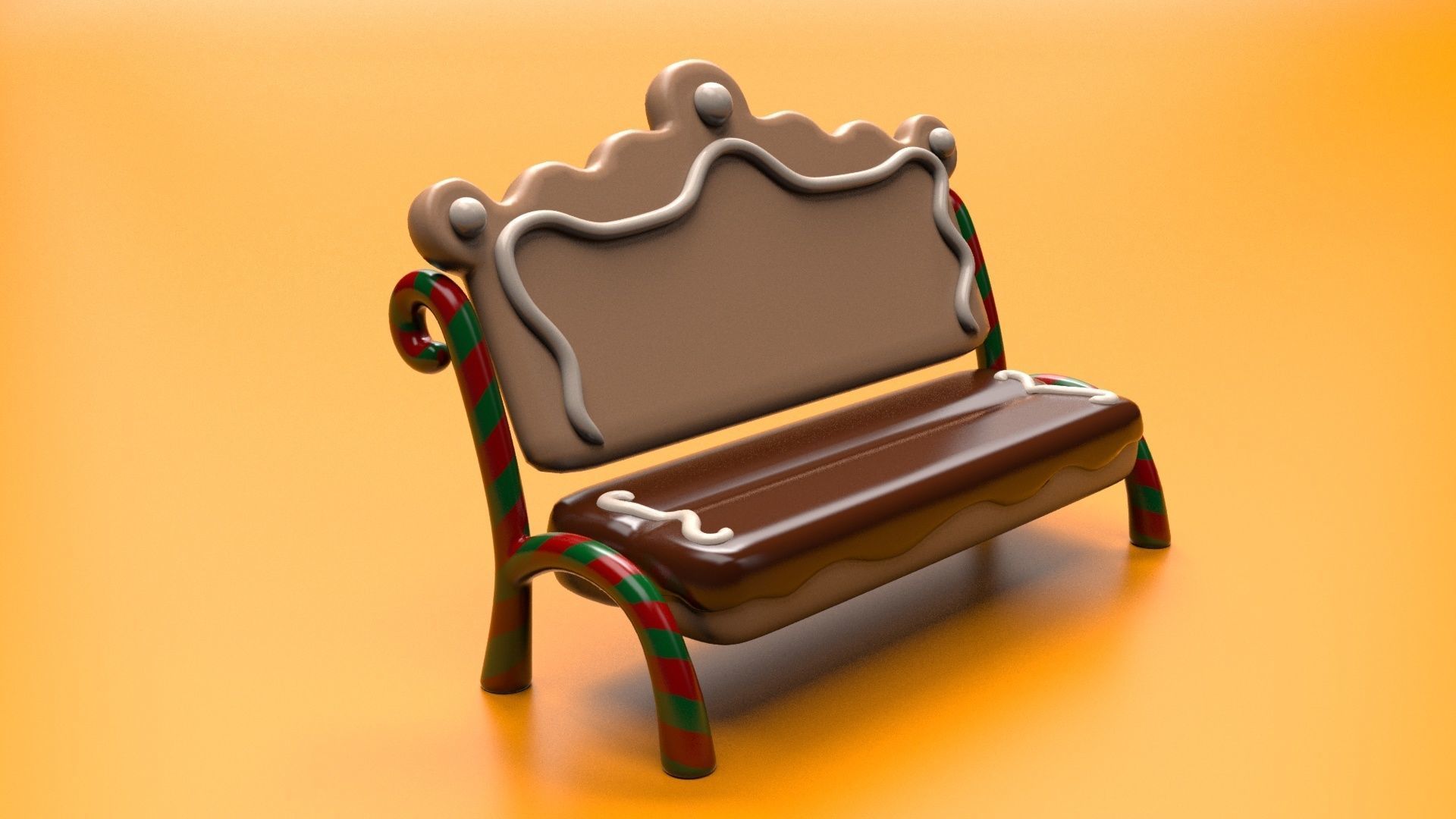 Gingerbread bench inspired by Gingerbread house fairytale 3D model ...