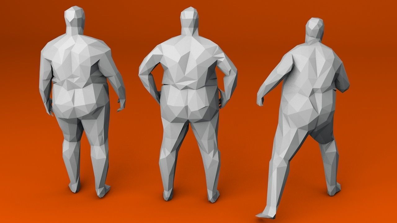 3D model 7 Fat Lowpoly People VR / AR / low-poly | CGTrader