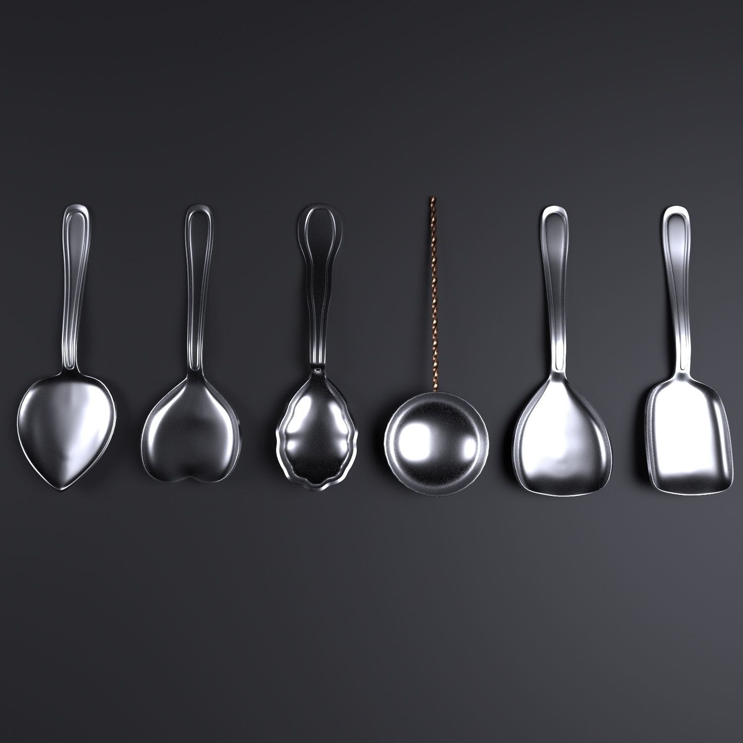 SUGAR SPOON SET 6 PIECES free VR / AR / low-poly 3D model | CGTrader