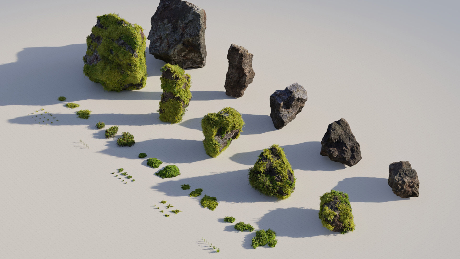 3D model Moss 7 Species and Stones - PBR Asset Kit VR / AR / low-poly ...