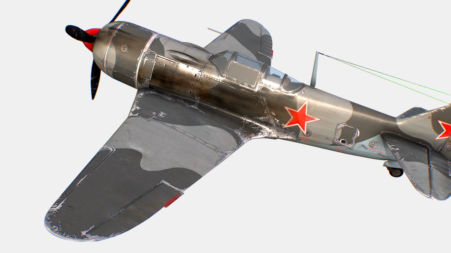 3D model Russian Soviet fighter aircraft Lavochkin La-7 VR / AR / low ...
