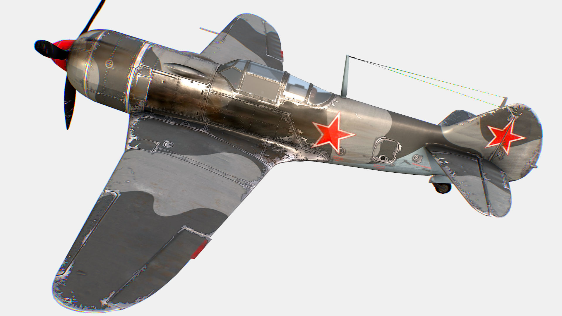 3D model Russian Soviet fighter aircraft Lavochkin La-7 VR / AR / low ...