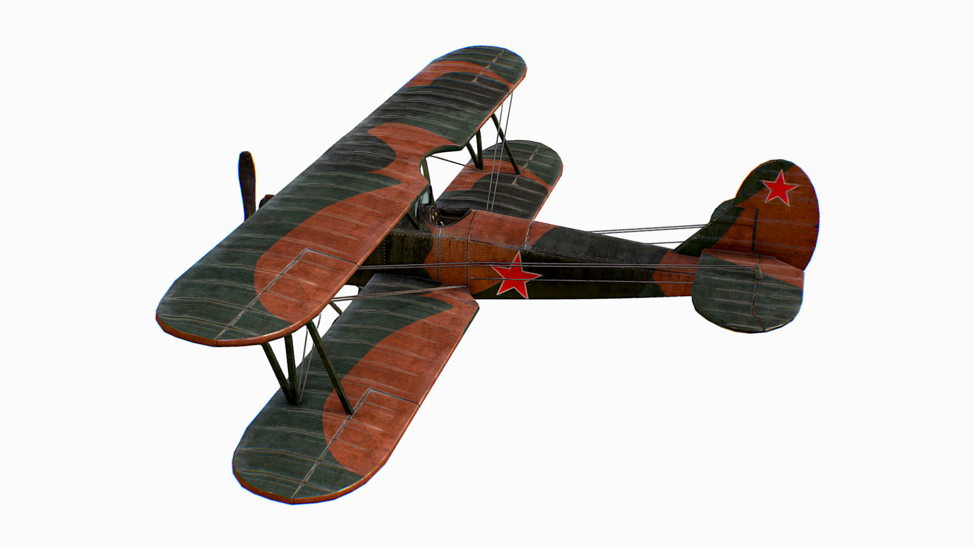 3D model Russian Soviet biplane Polikarpov Po-2 Kukuruznik VR / AR ...