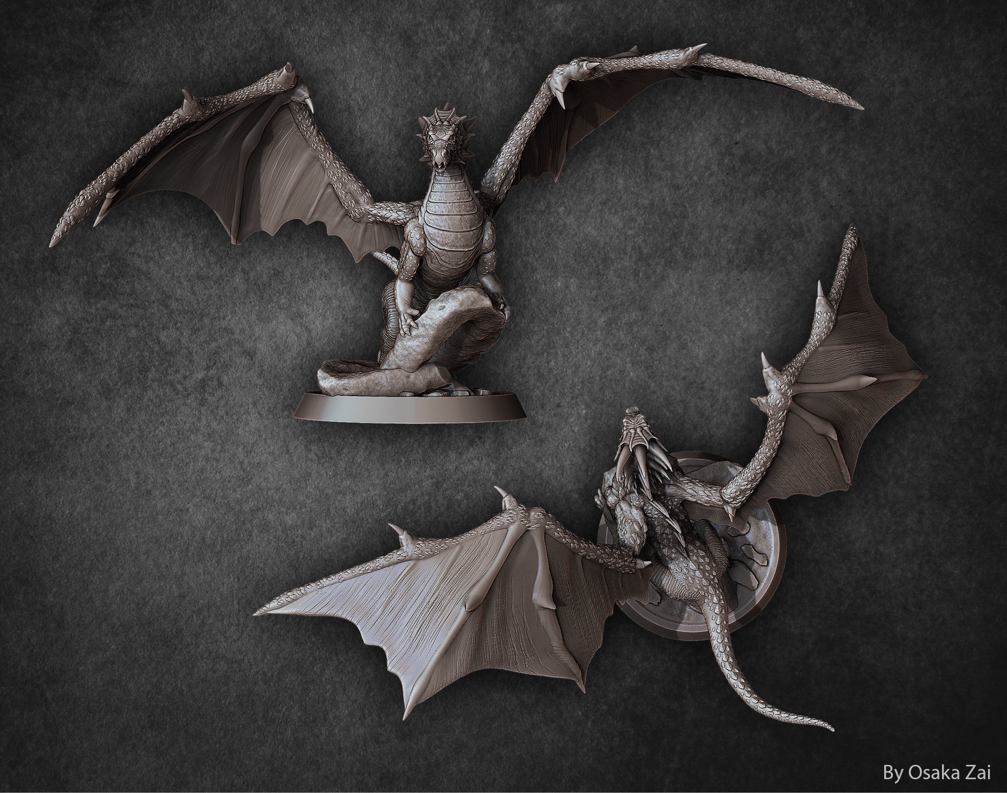 Dragon 3D print model 3D print model statue 3D model 3D printable ...
