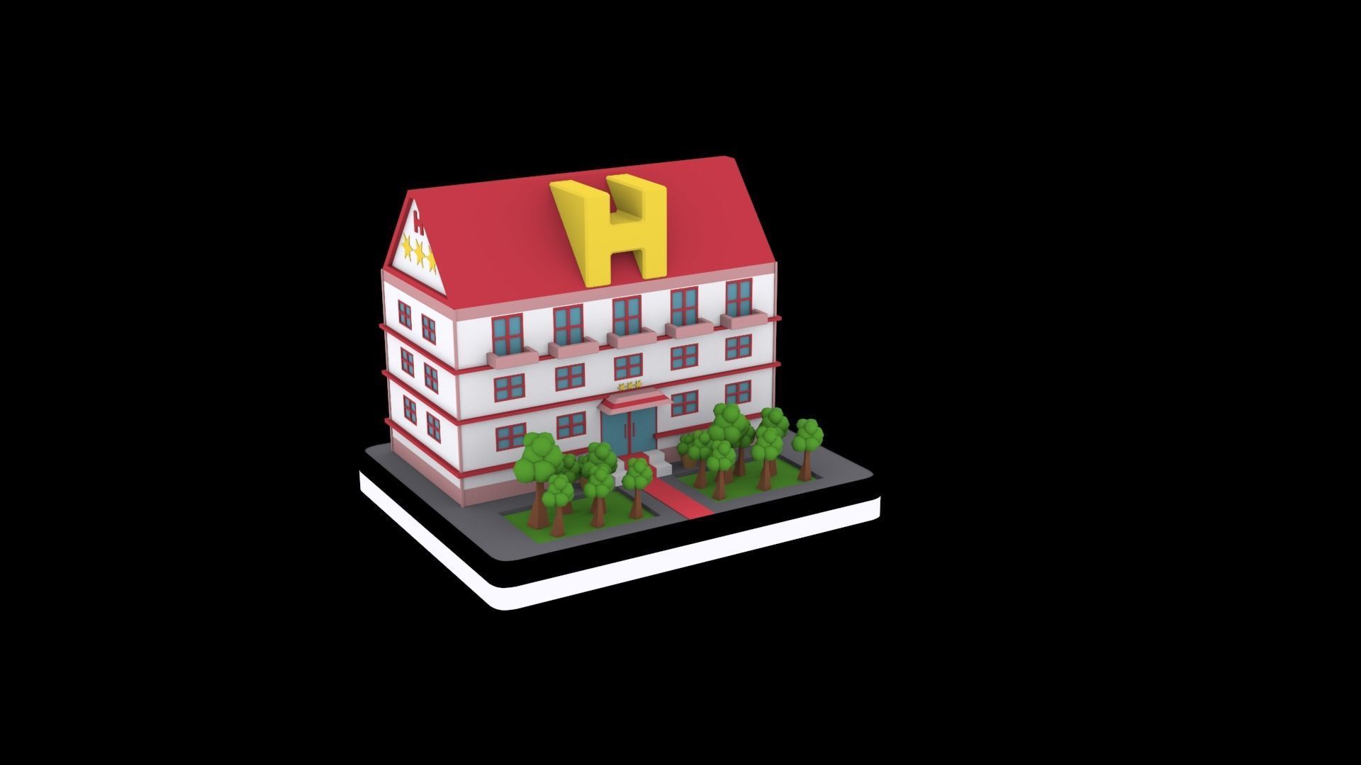 3D model Hotels low poly pack VR / AR / low-poly | CGTrader