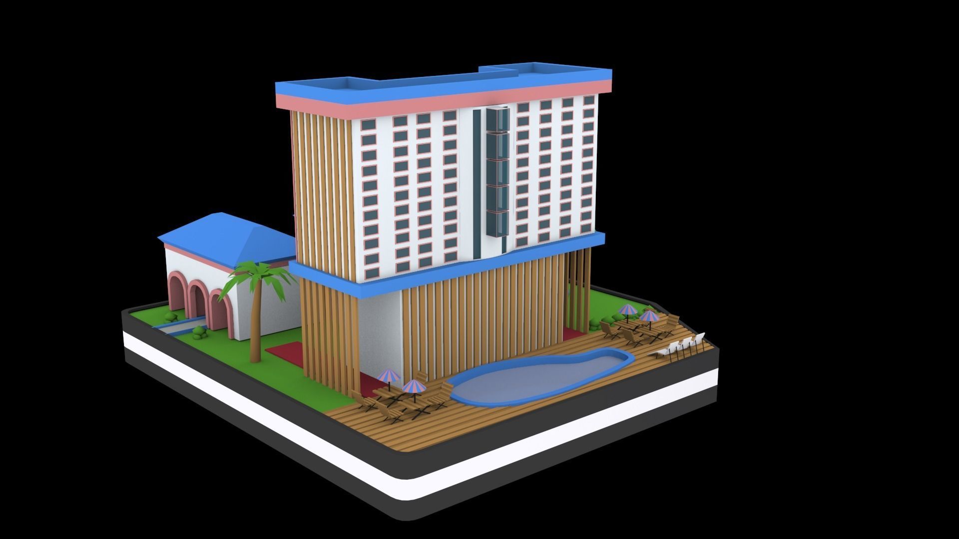 3D model Hotels low poly pack VR / AR / low-poly | CGTrader