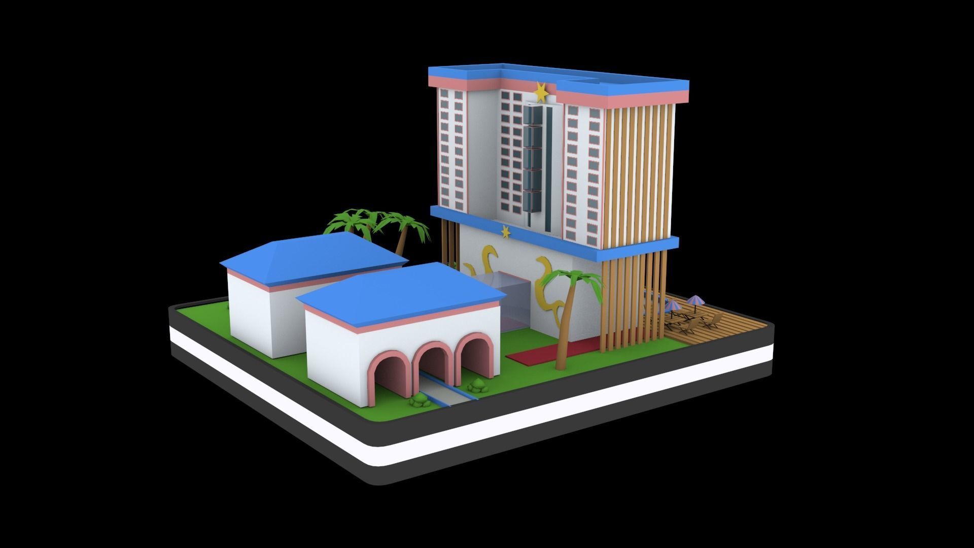 3D model Hotels low poly pack VR / AR / low-poly | CGTrader