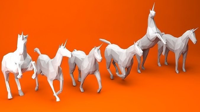 3D model 6 Lowpoly Unicorns three VR / AR / low-poly | CGTrader