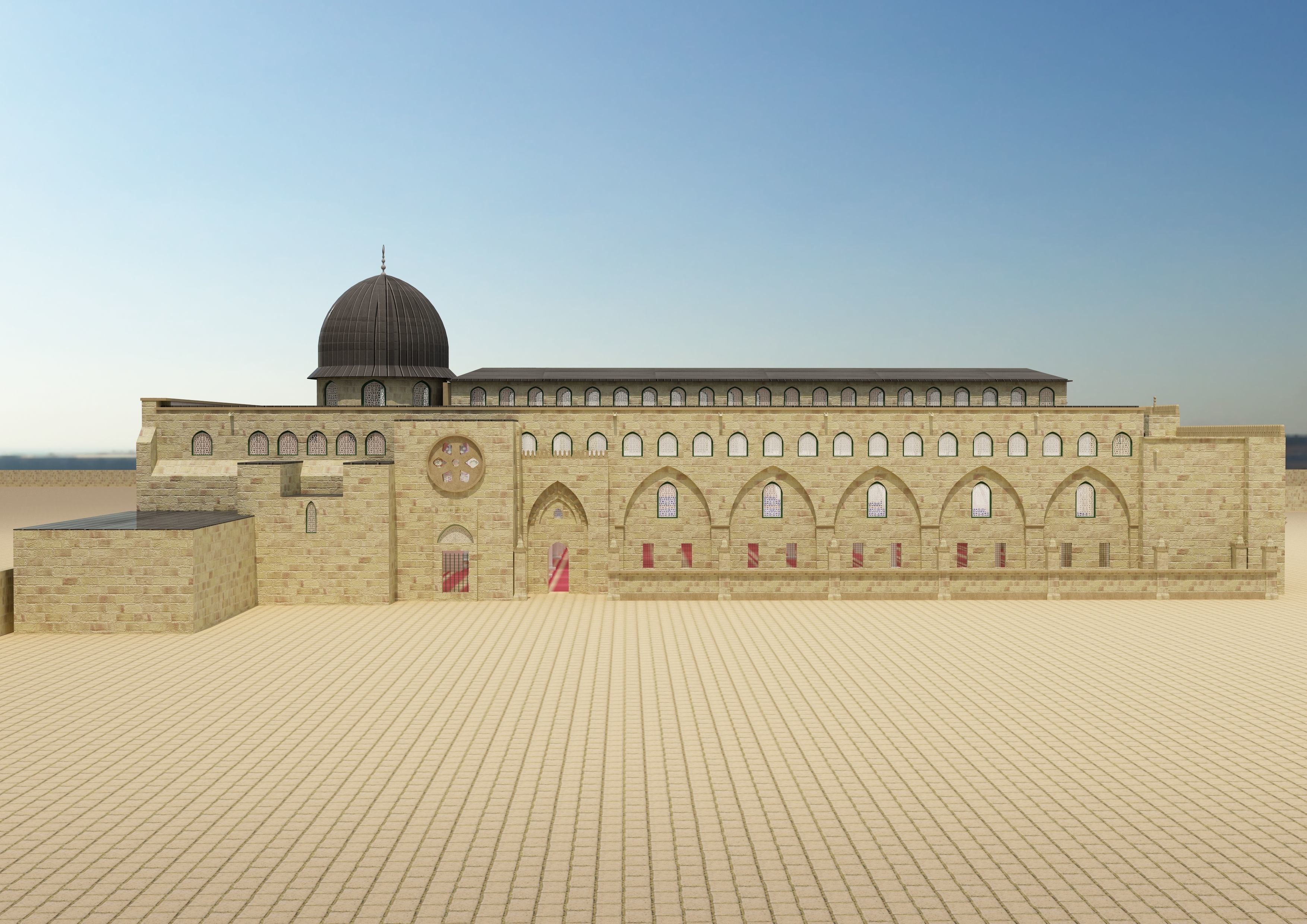 Al-Aqsa Mosque interior- exterior 3ds max vray model 3D model | CGTrader