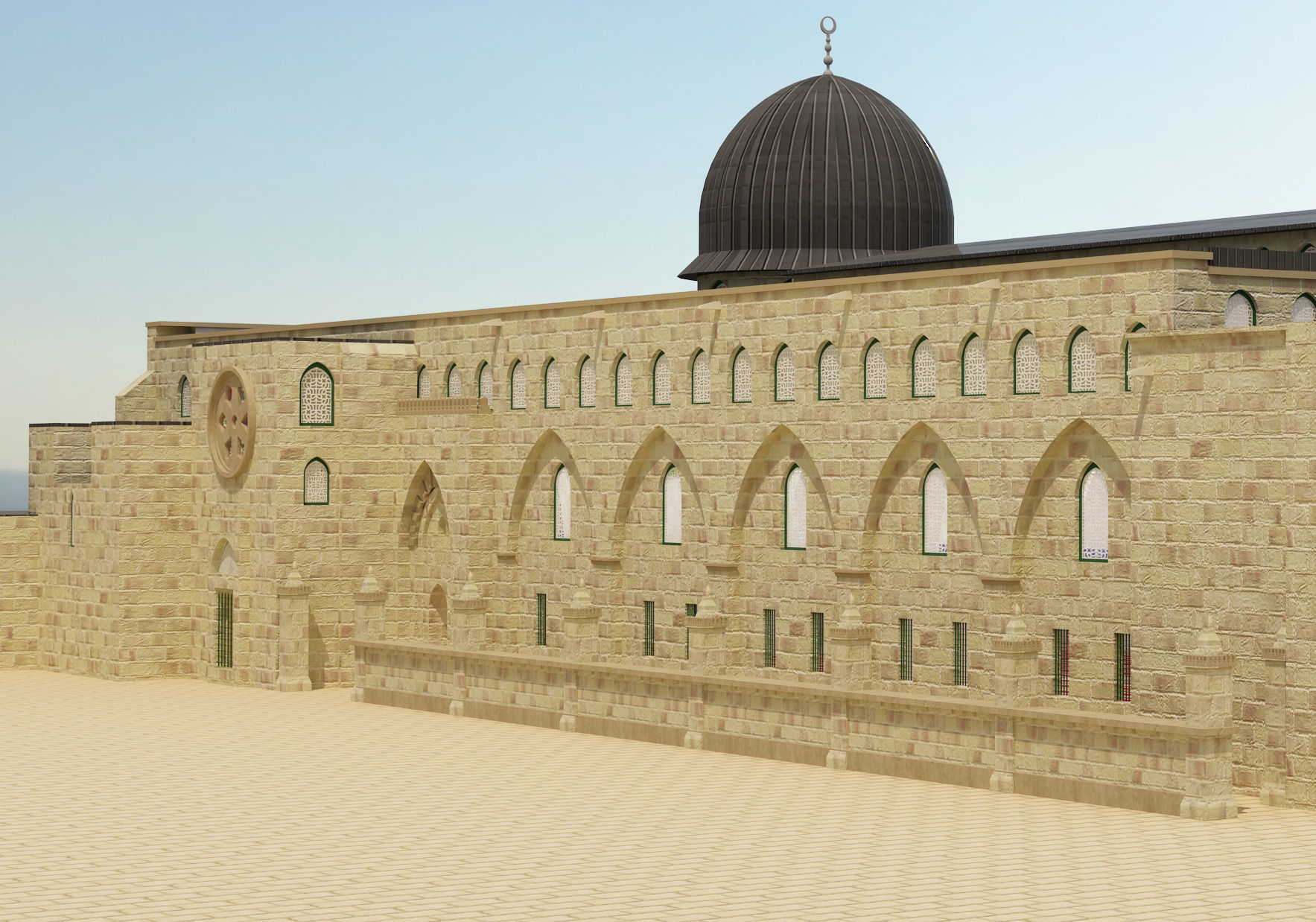Al-Aqsa Mosque interior- exterior 3ds max vray model 3D model | CGTrader