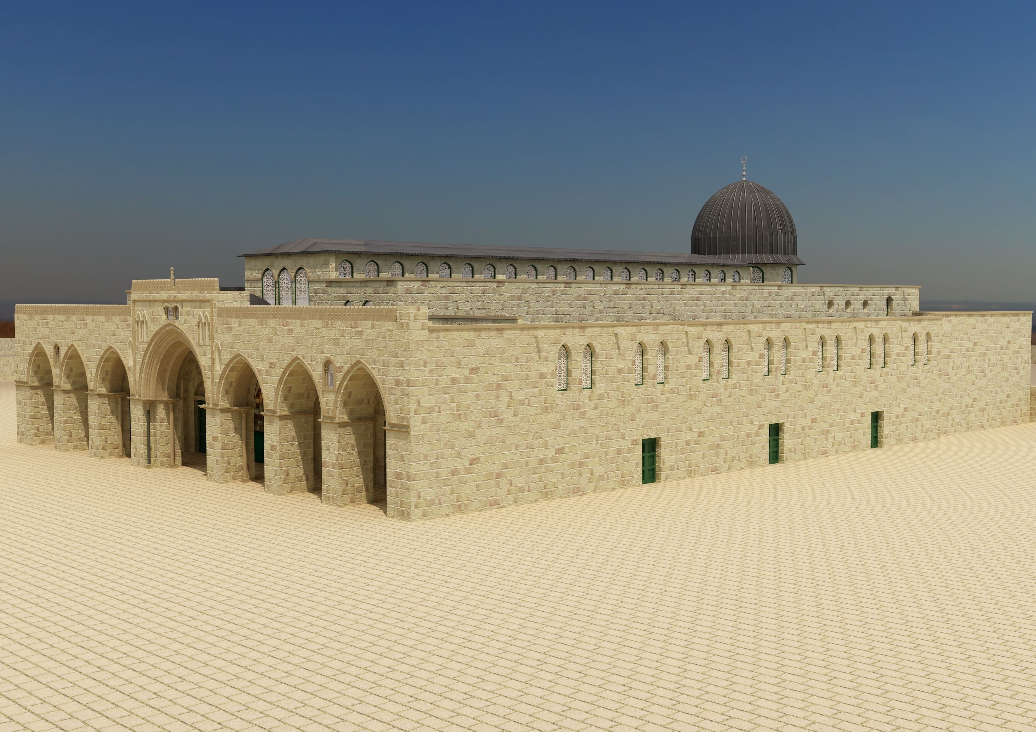 Al-Aqsa Mosque interior- exterior 3ds max vray model 3D model | CGTrader