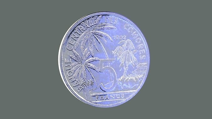 Comoros ancient fish on pbr - textured coin model 3D model | CGTrader