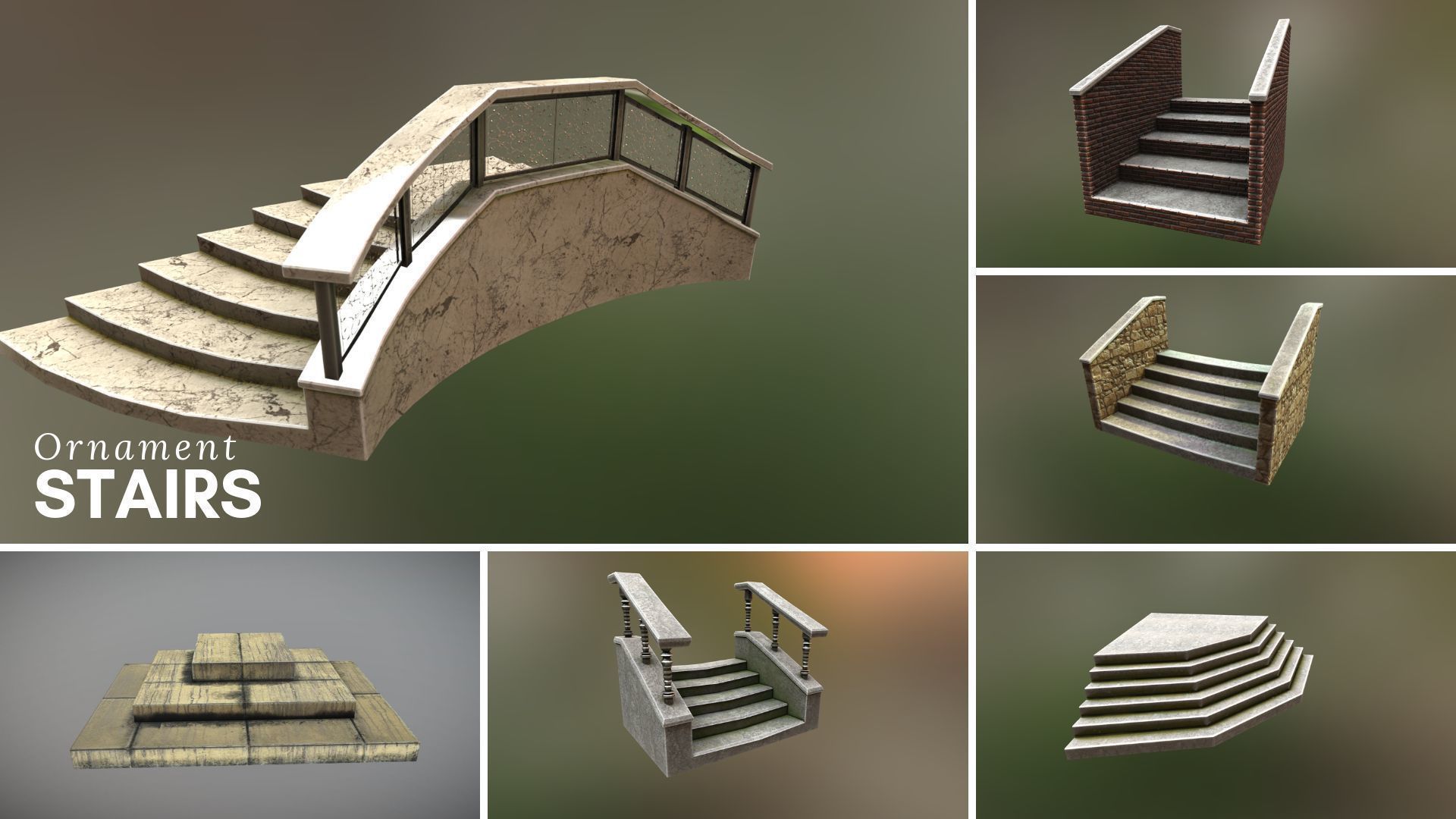 3D model Ornament Stairs VR / AR / low-poly | CGTrader