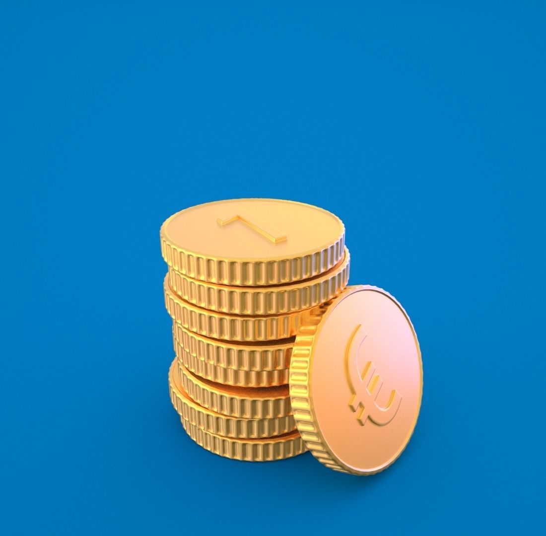 Coin euro both subd mesh and uv with 3D model