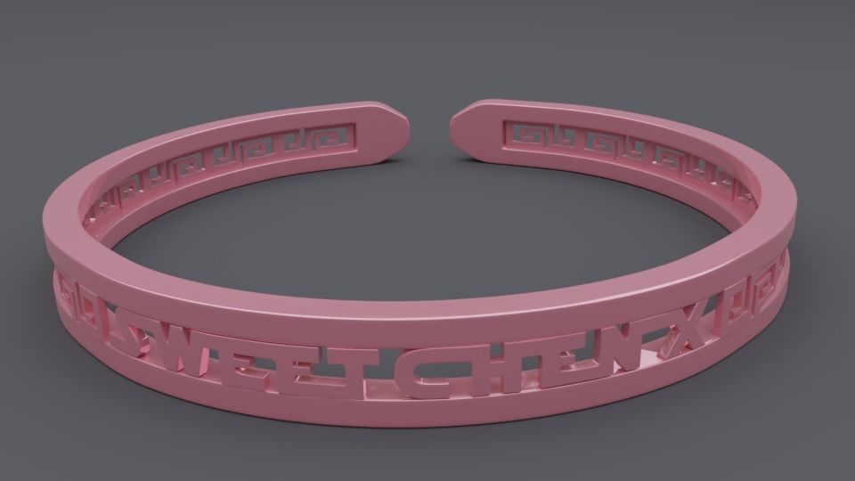 rgd name gold bracelet mk1 3D model | CGTrader