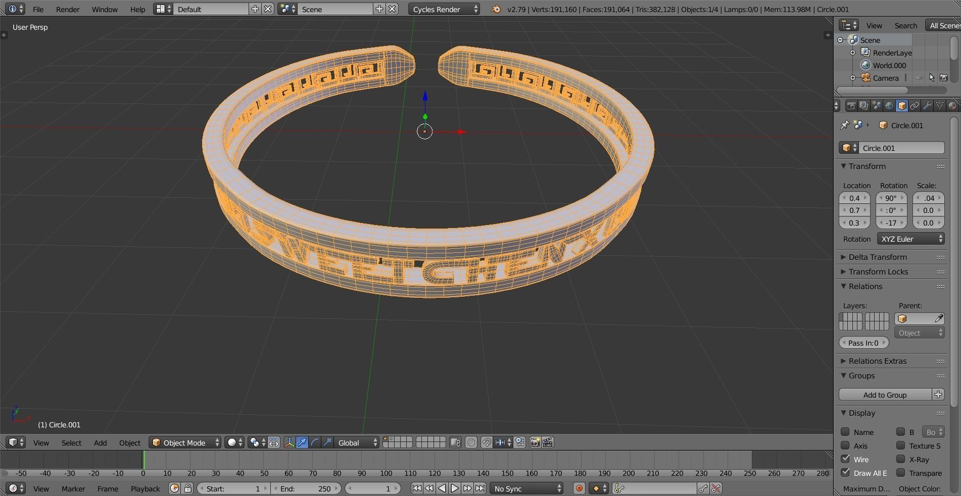 rgd name gold bracelet mk1 3D model | CGTrader