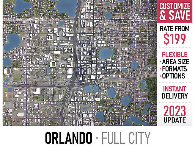 3D model Orlando - 3D City Model VR / AR / low-poly | CGTrader