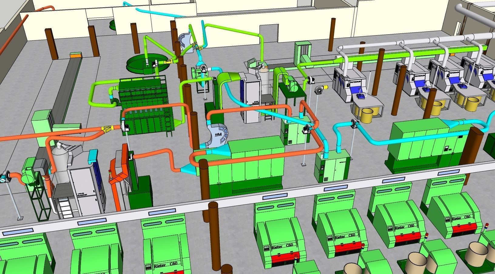 Textile yarn manufacturing industry 3D model | CGTrader