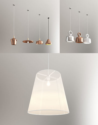 Pendent Collection 2 pendant lamp with shade 3D model | CGTrader