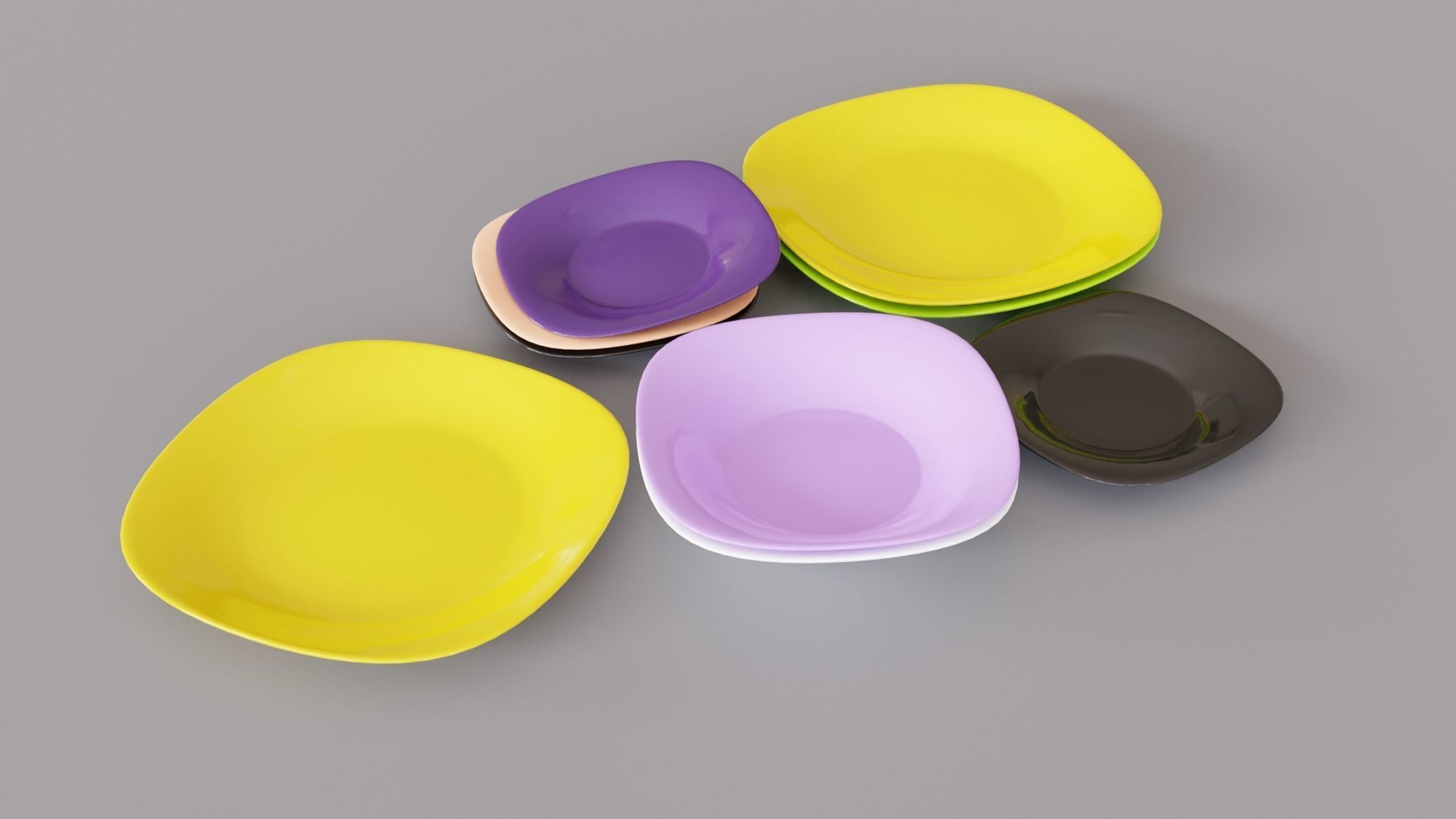 3D model Multicolor Plates VR / AR / low-poly | CGTrader