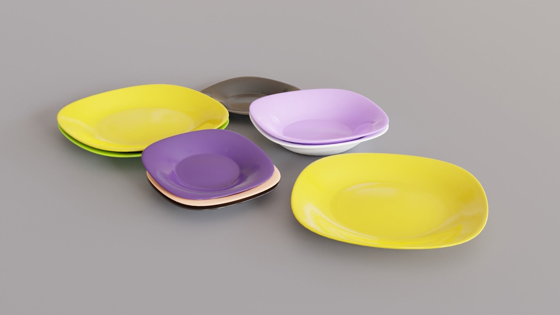 3D model Multicolor Plates VR / AR / low-poly | CGTrader