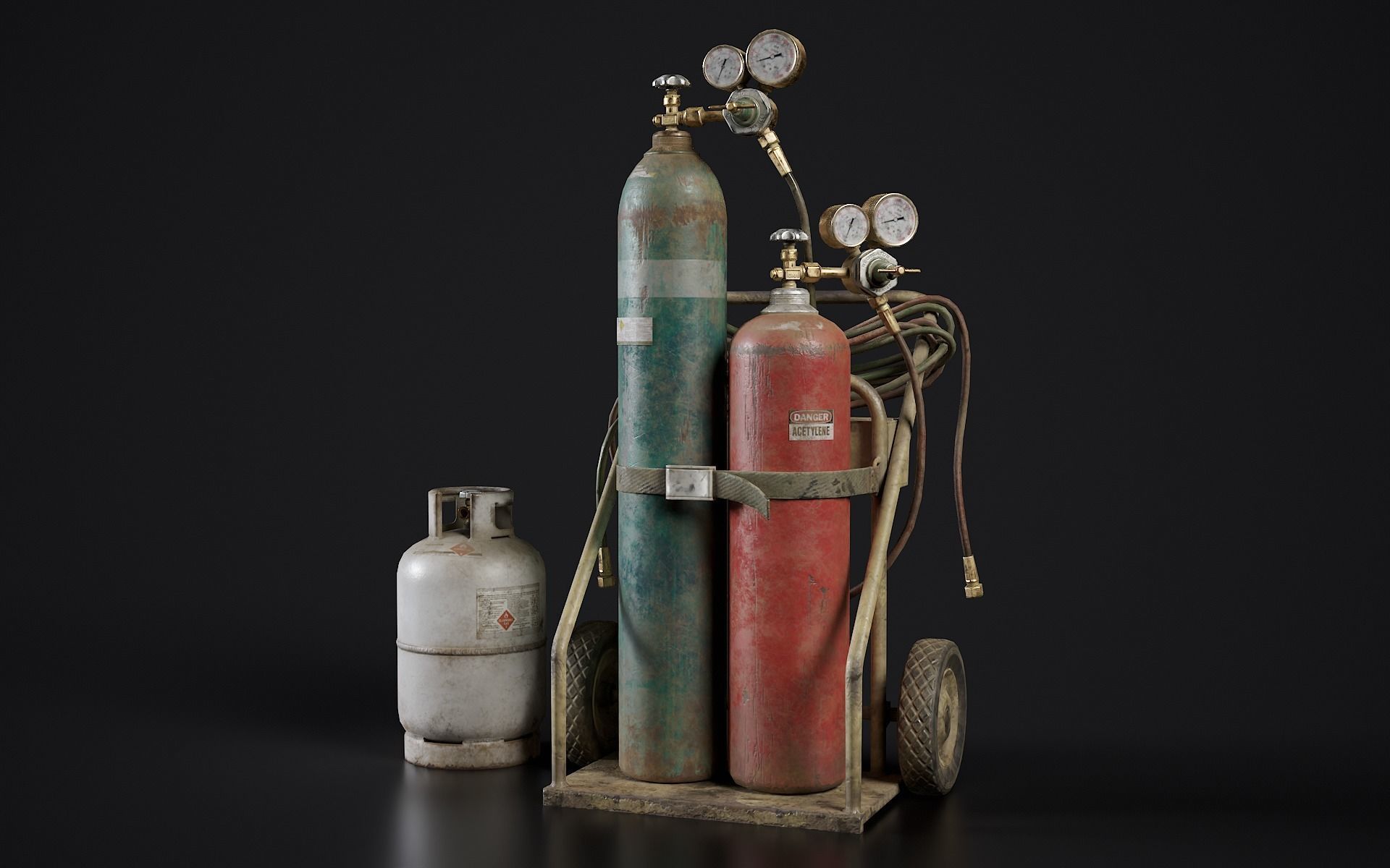 3D model Welder Cart and Gas Canisters VR / AR / low-poly | CGTrader