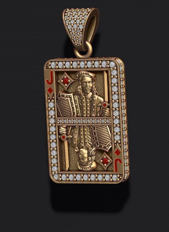 Diamonds Jack playing card pendant 3D model 3D printable | CGTrader