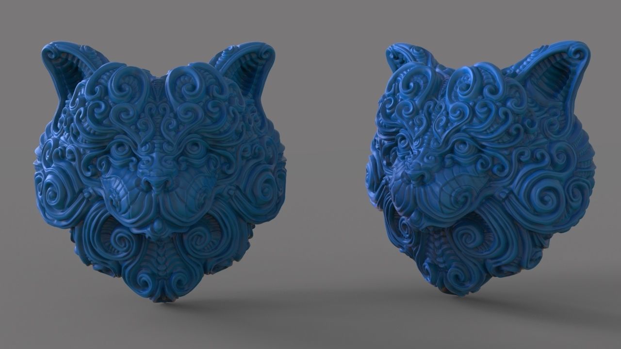 Decorative cat face 3D model 3D printable | CGTrader
