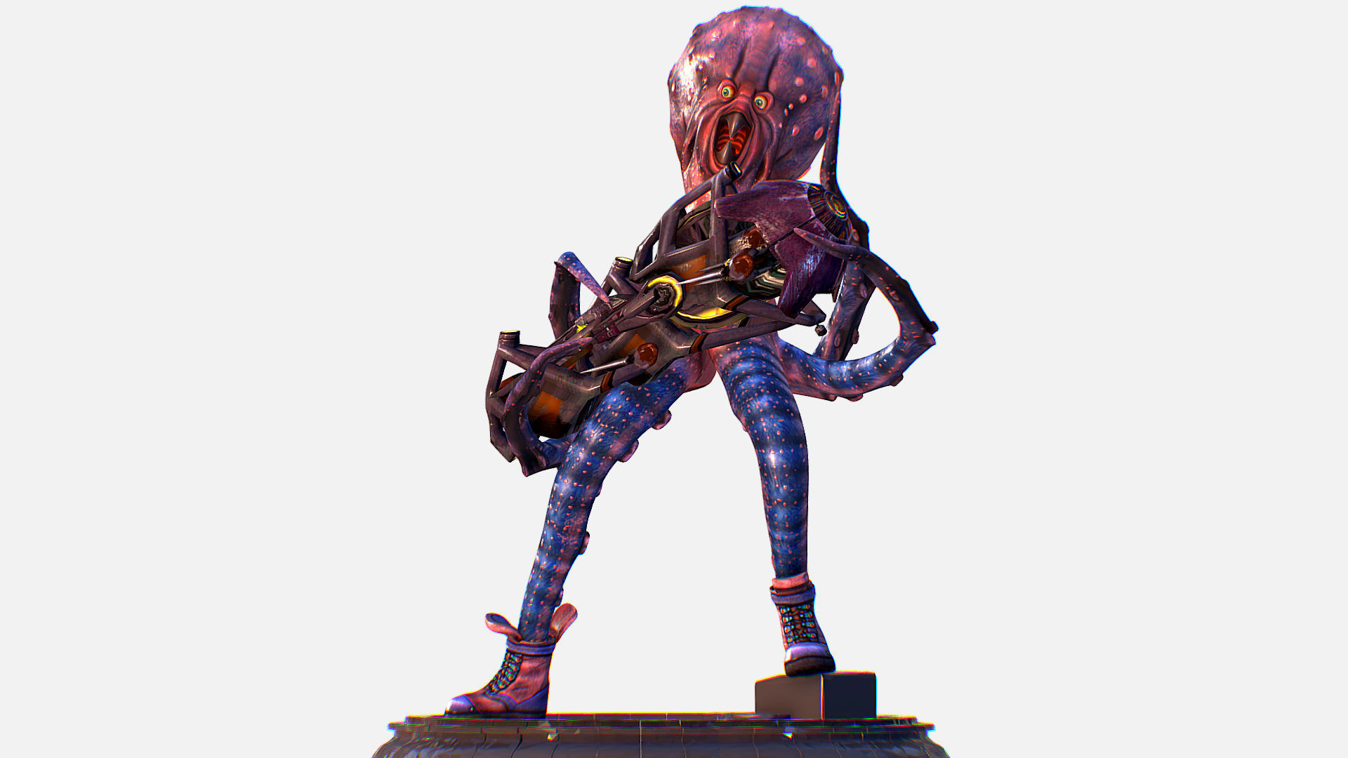 Skined Octopus Soldier with Big Laser Gun 3D model rigged | CGTrader