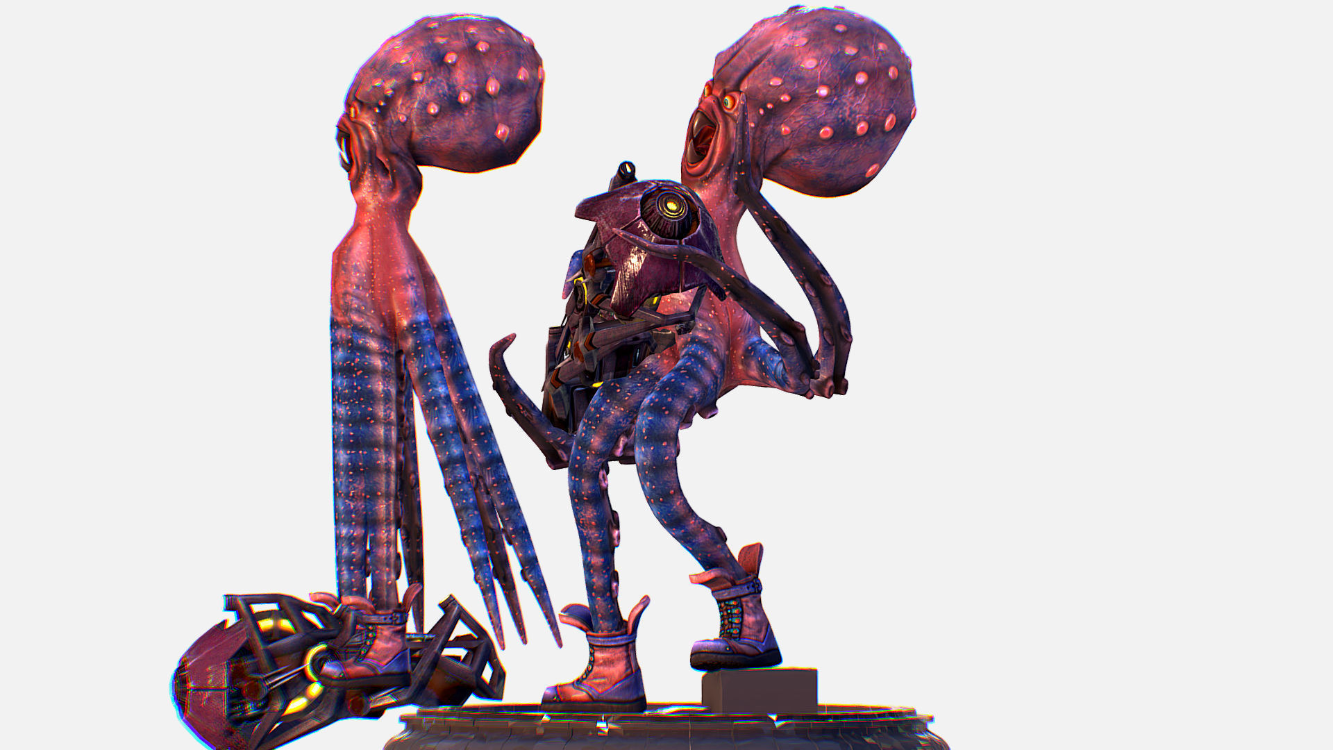 Skined Octopus Soldier with Big Laser Gun 3D model rigged | CGTrader
