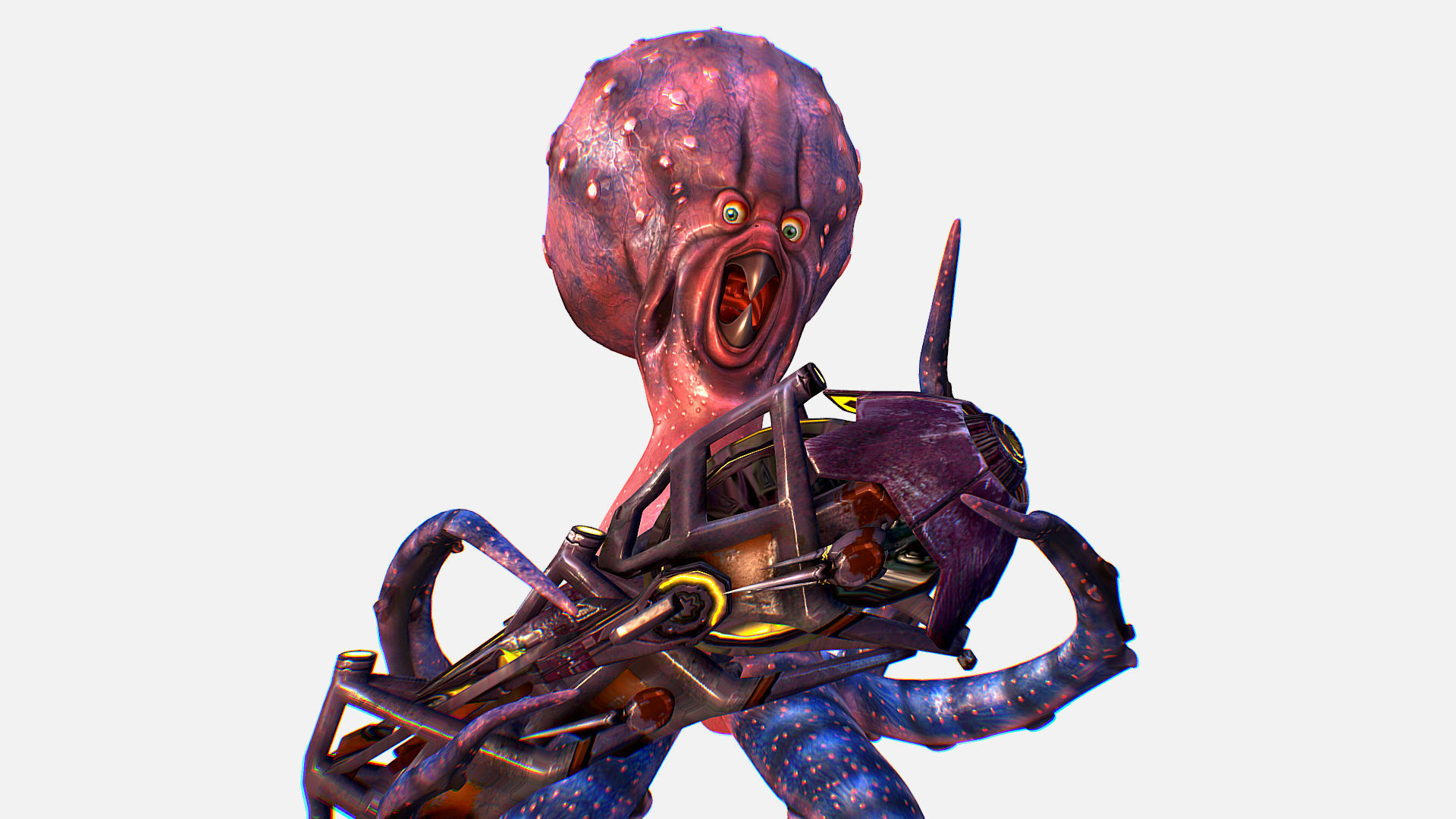 Skined Octopus Soldier with Big Laser Gun 3D model rigged | CGTrader