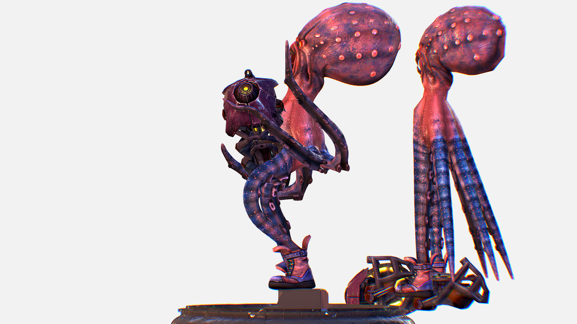 Skined Octopus Soldier with Big Laser Gun 3D model rigged | CGTrader