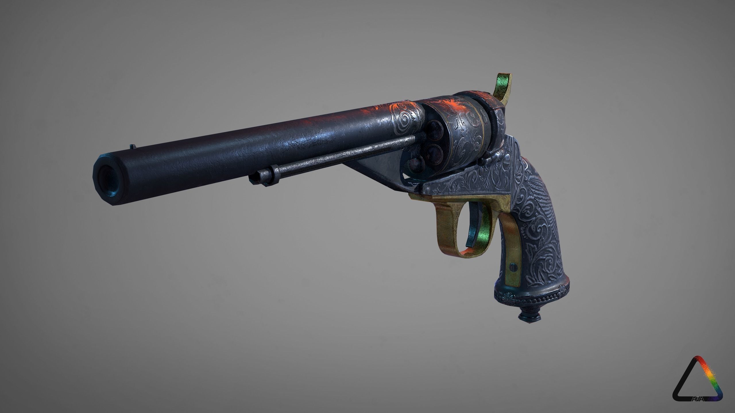 3D model Cartoon stylized revolver VR / AR / low-poly rigged | CGTrader