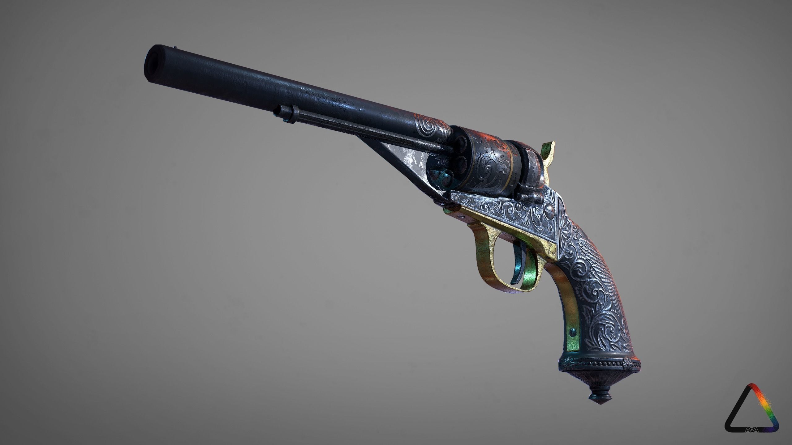 3D model Cartoon stylized revolver VR / AR / low-poly rigged | CGTrader