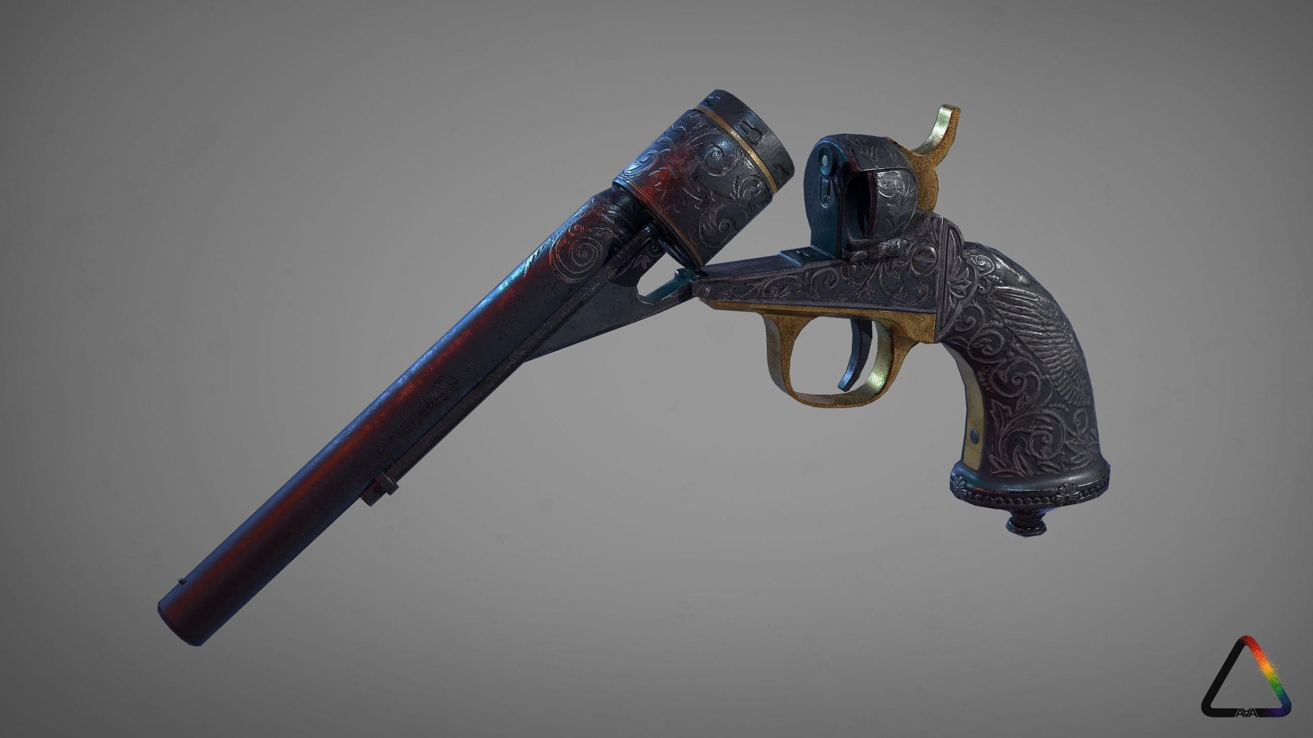 3D model Cartoon stylized revolver VR / AR / low-poly rigged | CGTrader