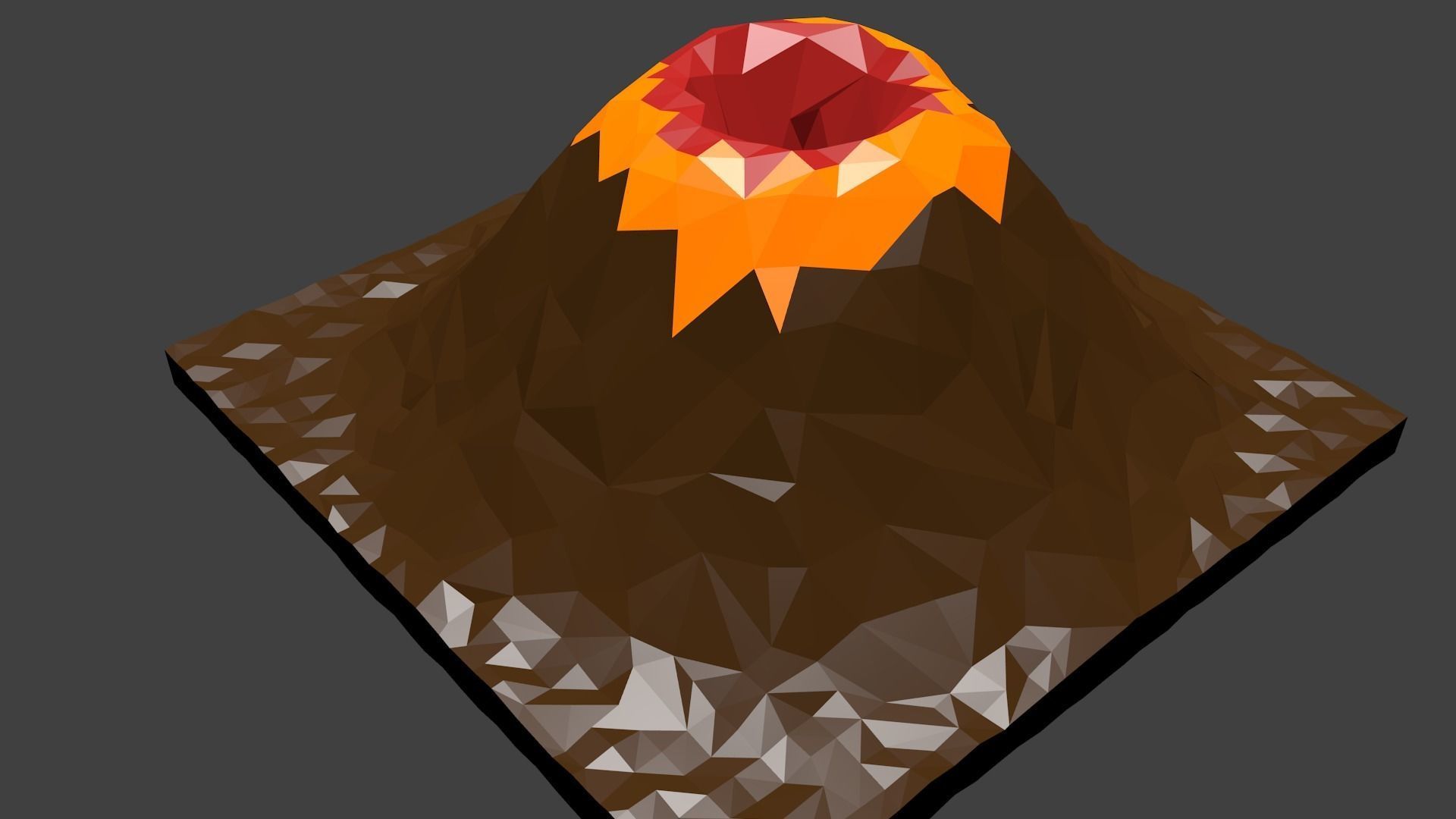 Low Poly Volcano in polygons 3D model | CGTrader