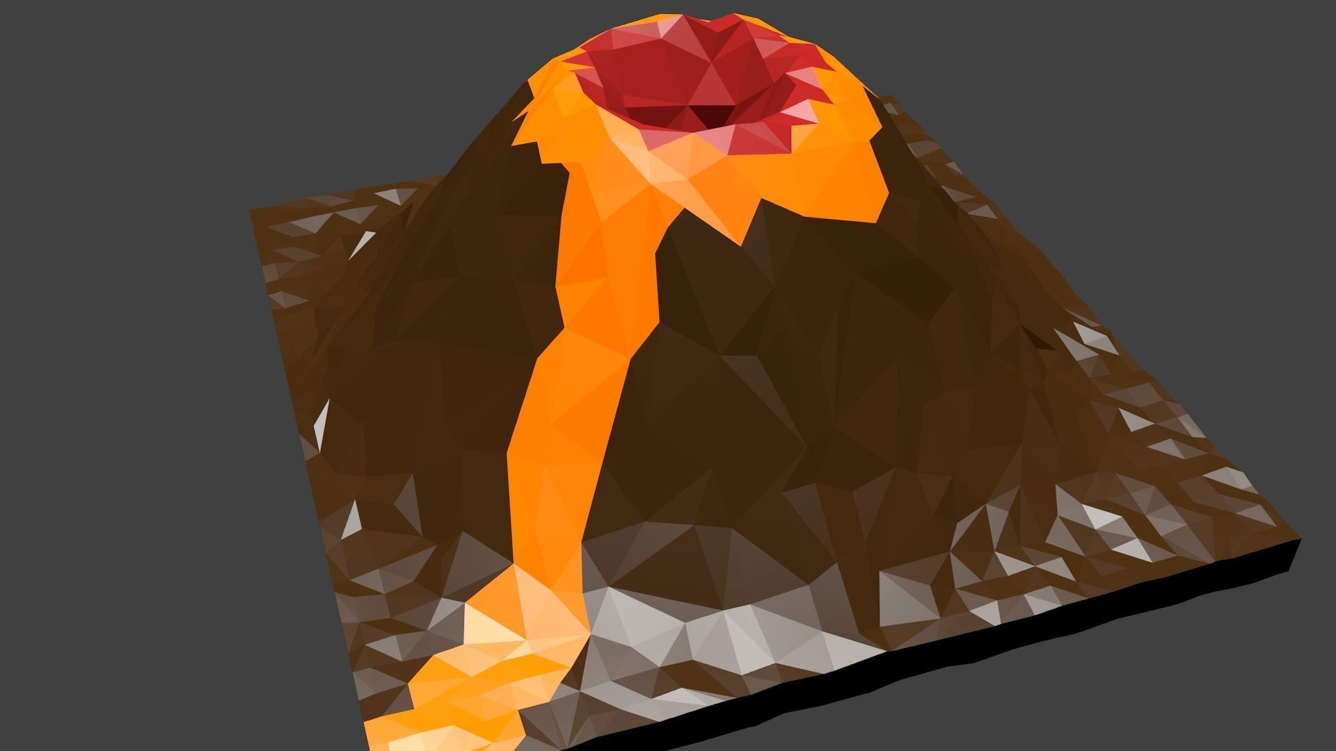 Low Poly Volcano in polygons 3D model | CGTrader
