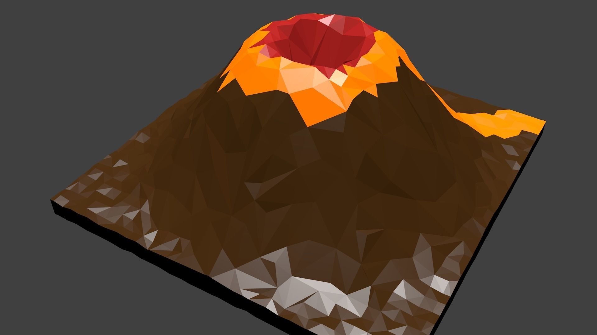 Low Poly Volcano in polygons 3D model | CGTrader