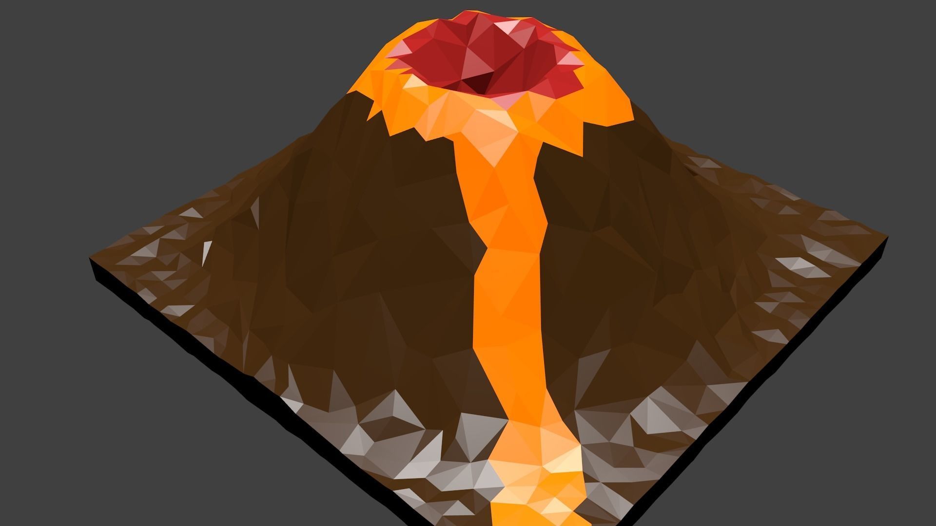 Low Poly Volcano in polygons 3D model | CGTrader