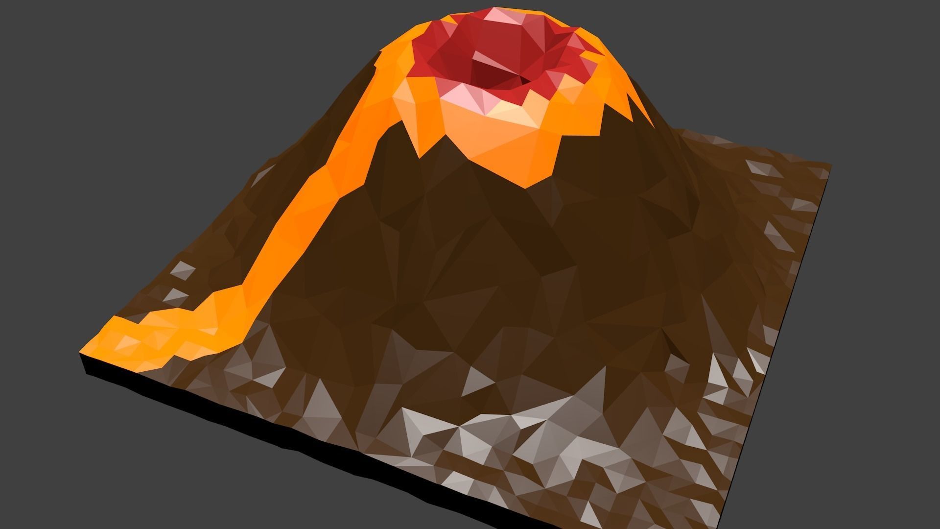 Low Poly Volcano in polygons 3D model | CGTrader