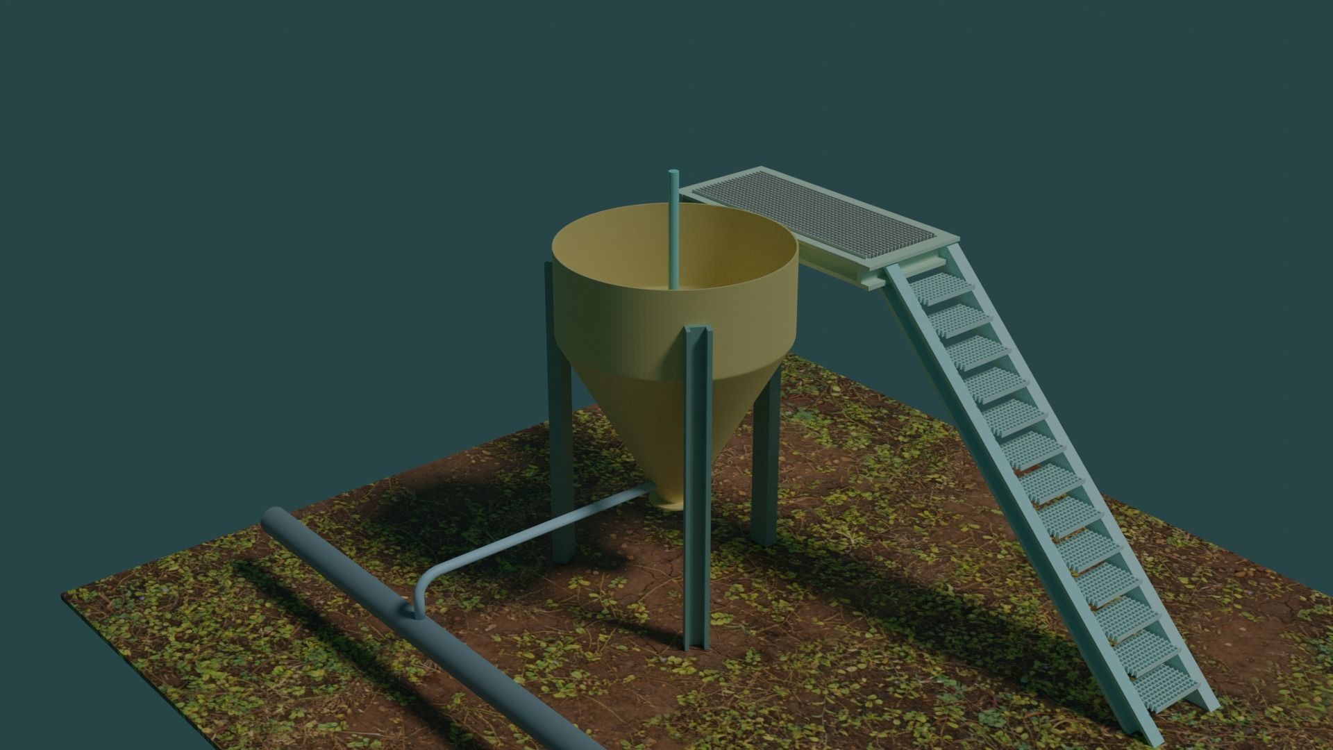Industrial Mixing Tank Skid 3D model | CGTrader